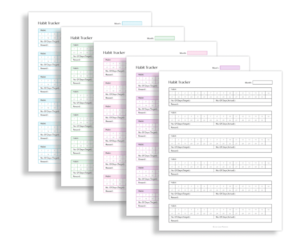 Free Printable Monthly Habit Trackers - Live Love Planners
